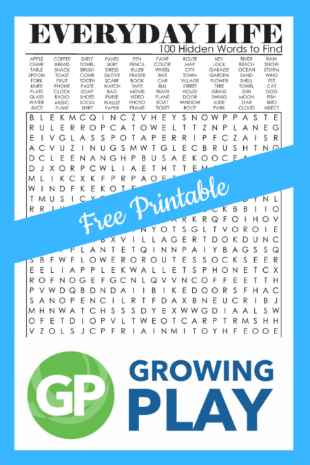 100 Hard Word Search Puzzles Printable - FREE - Growing Play