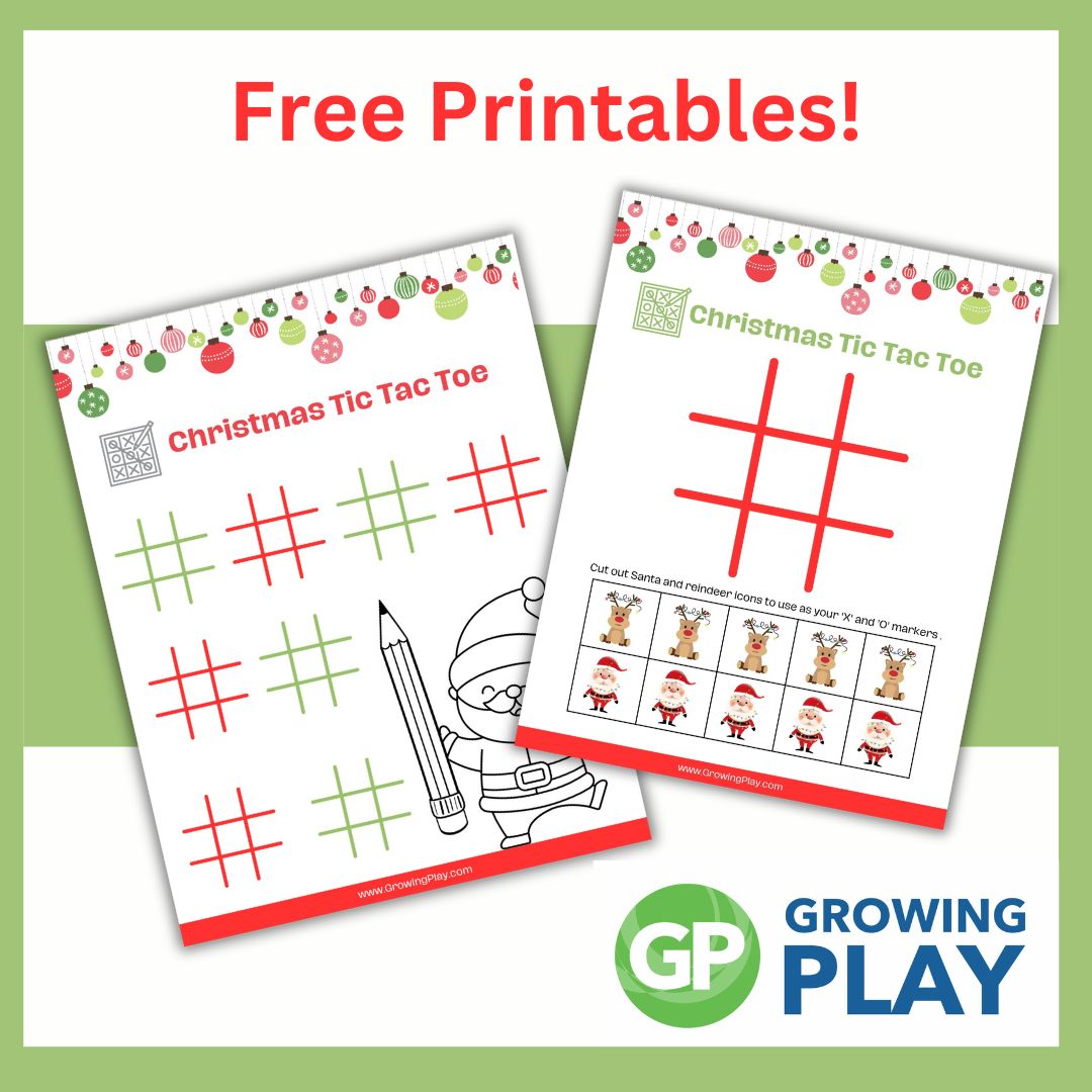 Printable Christmas Tic Tac Toe- Game For Holiday - Growing Play