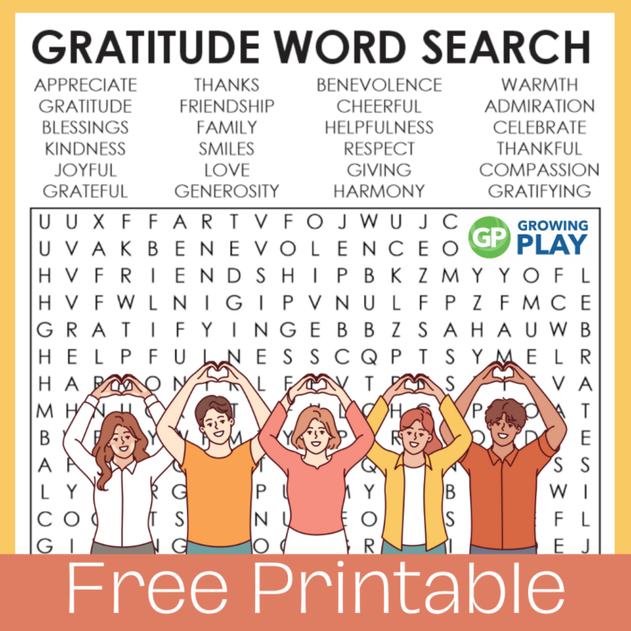 Gratitude Word Search Free Printable – Growing Play
