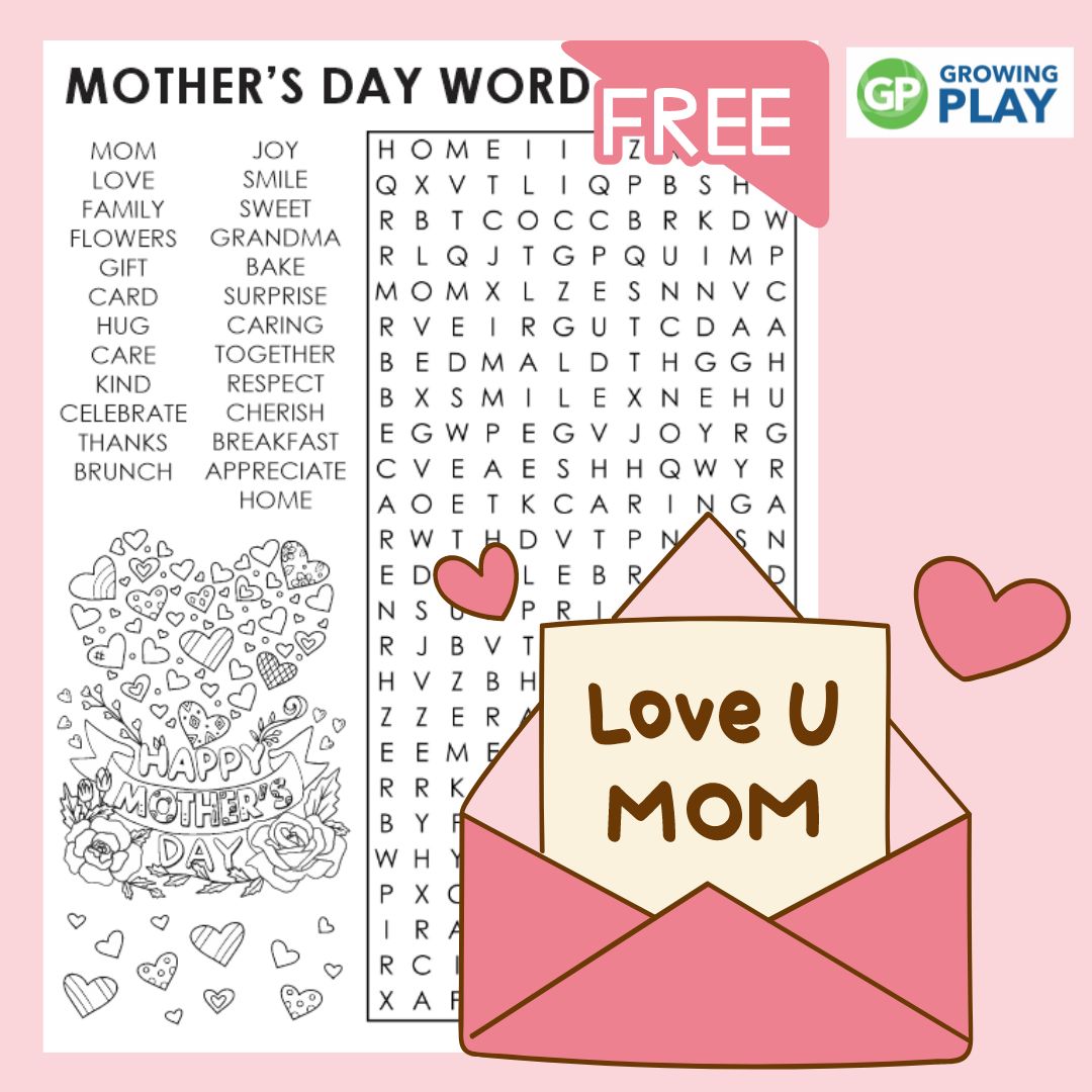 Mother's Day Word Search Printable - Growing Play