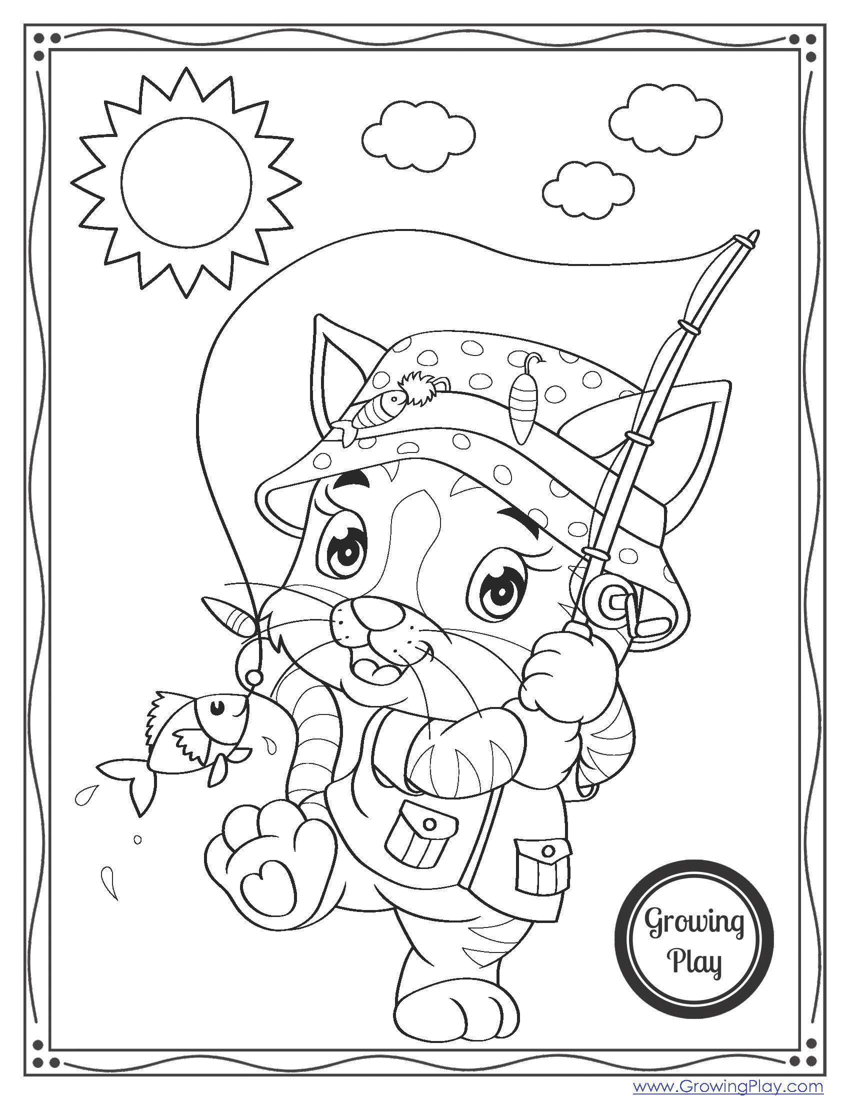 Fishing Coloring Pages Free Printable PDF Packet - Growing Play