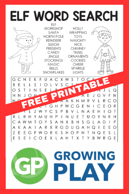 Elf Word Search Puzzle Free Printable - Growing Play