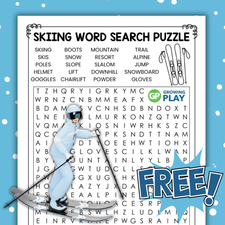 Winter Sport Word Search Puzzle Free Printable PDF - Growing Play