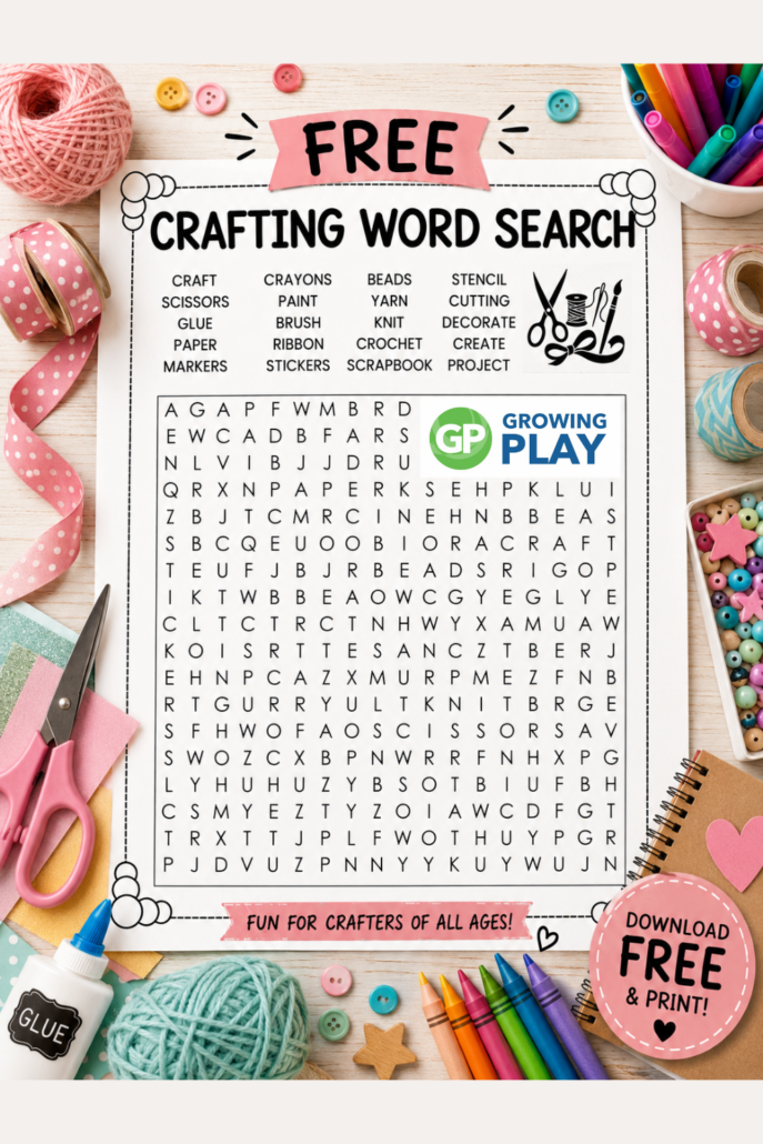 Crafting Word Search Puzzle Free Printable PDF – Growing Play